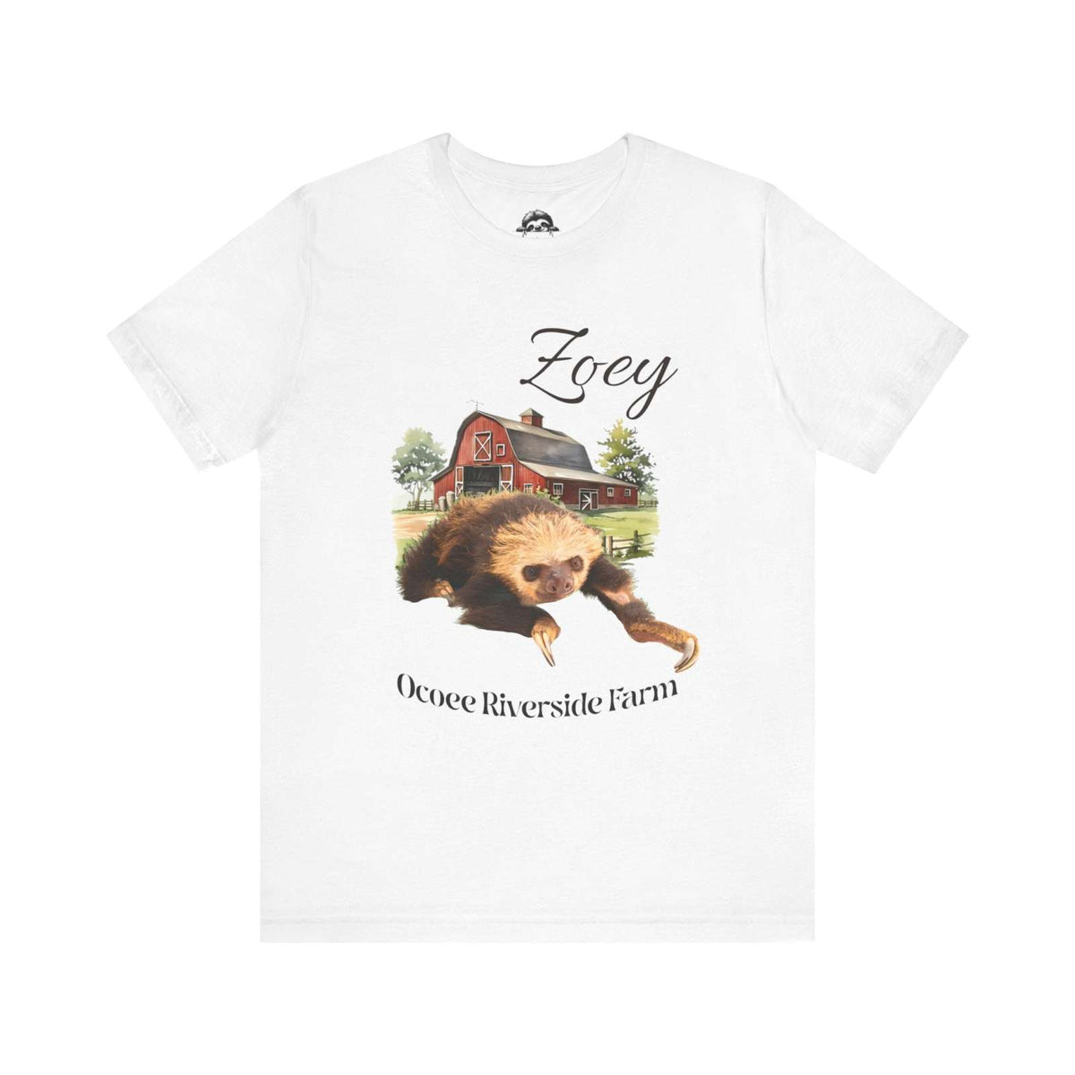 Zoey the Sloth T-Shirt – Adorable & Comfy Sloth Lover Tee – Ocoee Riverside Farm